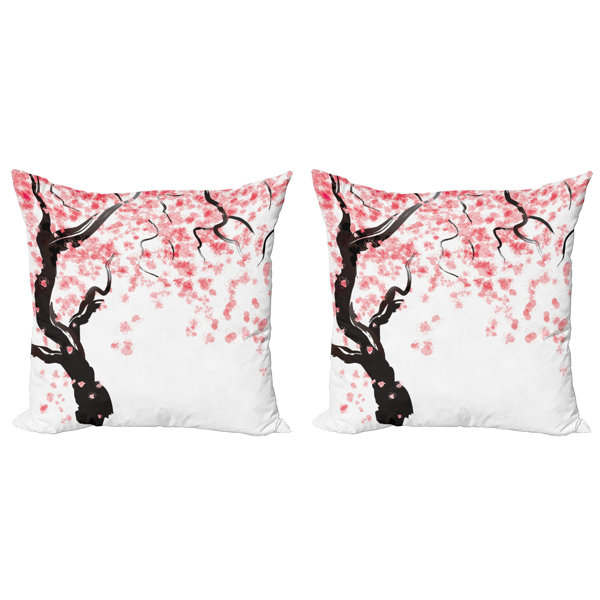 East Urban Home Dekokissen Kissenbezug, Kirschblütenbaum, japanisch, Schwarz Rosa | Wayfair.de